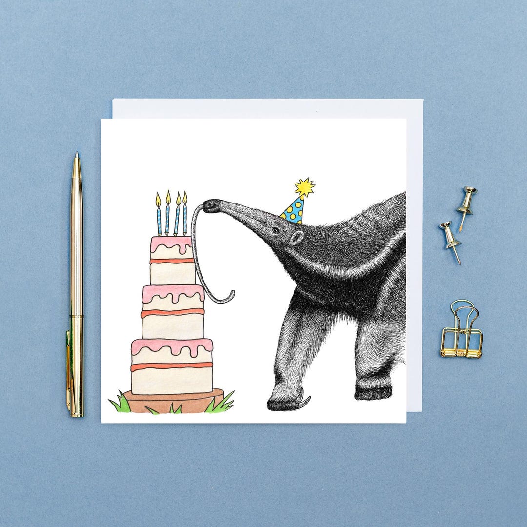 Anteater Birthday Card // Animal Birthday Card // Funny Animal Cards ...