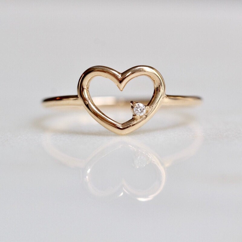 Open Heart Ring - Etsy