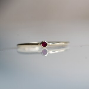 14K Gold Tiny Ruby Ring Red Stone Ring Stone Ring Stacking - Etsy