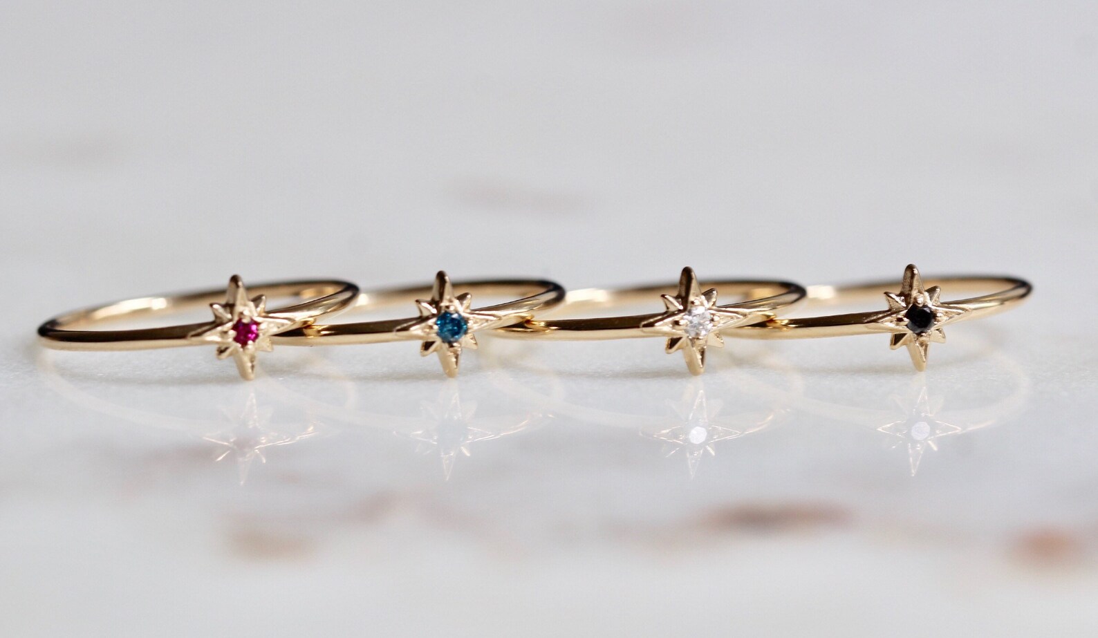 14K Gold Diamond Ring north Star Ring Astrology - Etsy