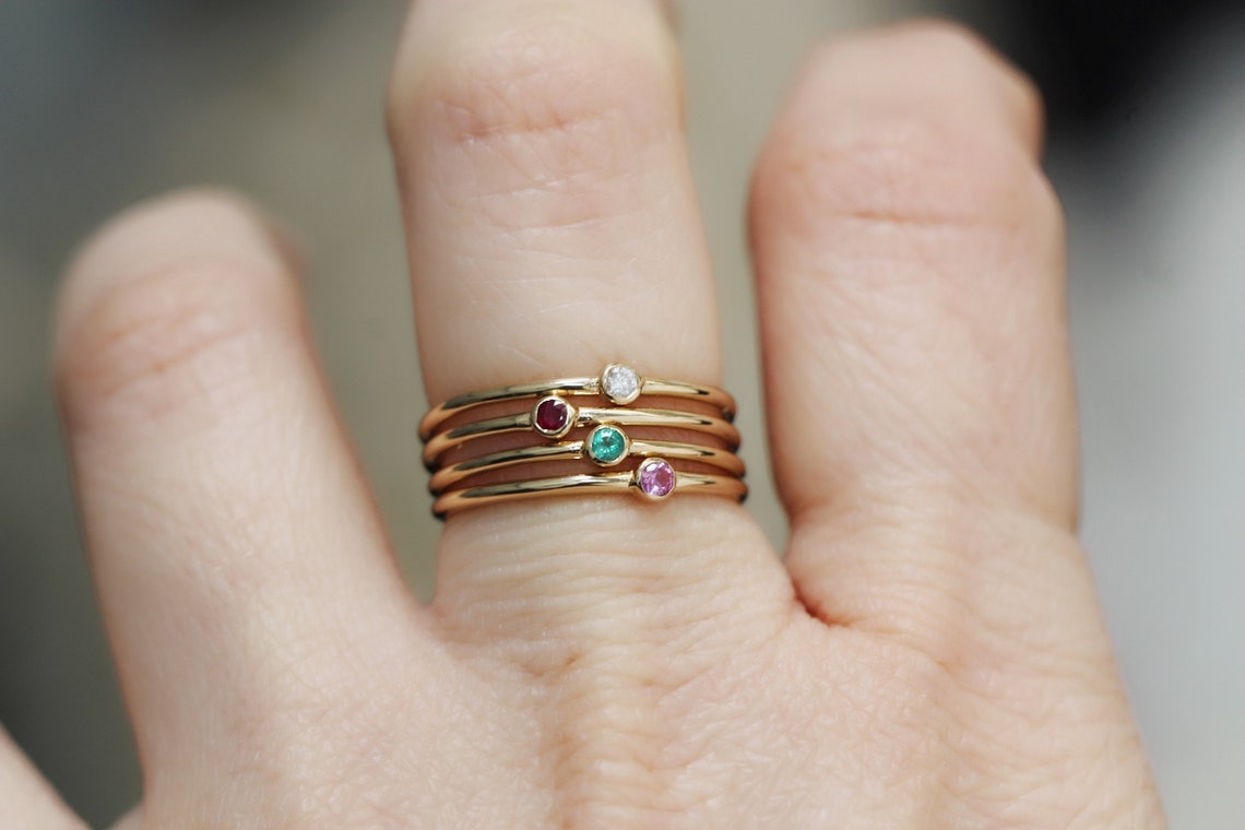 14K Gold Tiny Ruby Ring Red Stone Ring Burgundy Stone Ring - Etsy