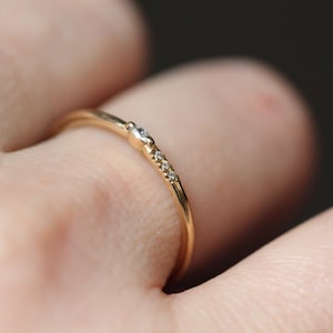 14K Gold Asymmetrical Marquise Diamond Ring, Dainty Diamond Ring, 10K ...