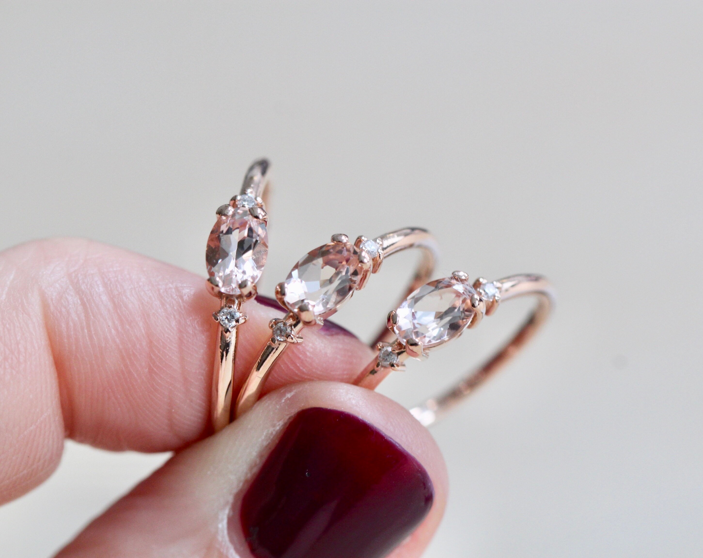 14K Gold Morganite & Diamond Pink Champagne Ring