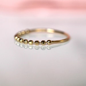 14K Gold Ball Chain Ring, "half & Half" Ring, Dainty Ring, Gold Ring ...