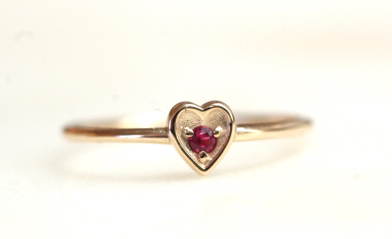 14K Gold Heart Ruby Ring, Red Stone Ring, Burgundy Stone Ring, Heart ...