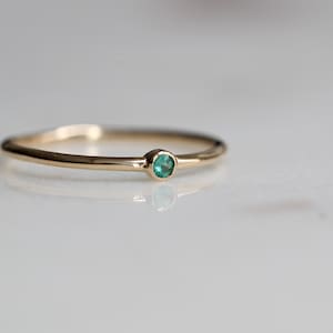 14K Gold Birthstone Ring, Solid Gold Ring, January, February, March ...