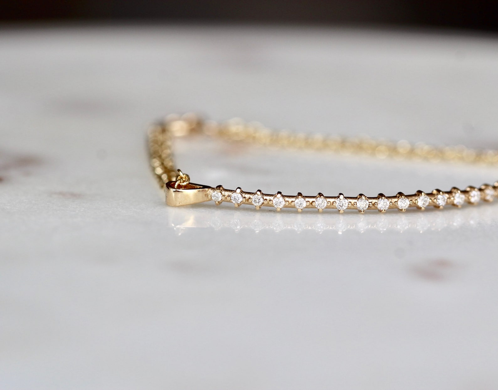 14K Gold Half Chain Diamond Bracelet Half Tennis Bracelet | Etsy