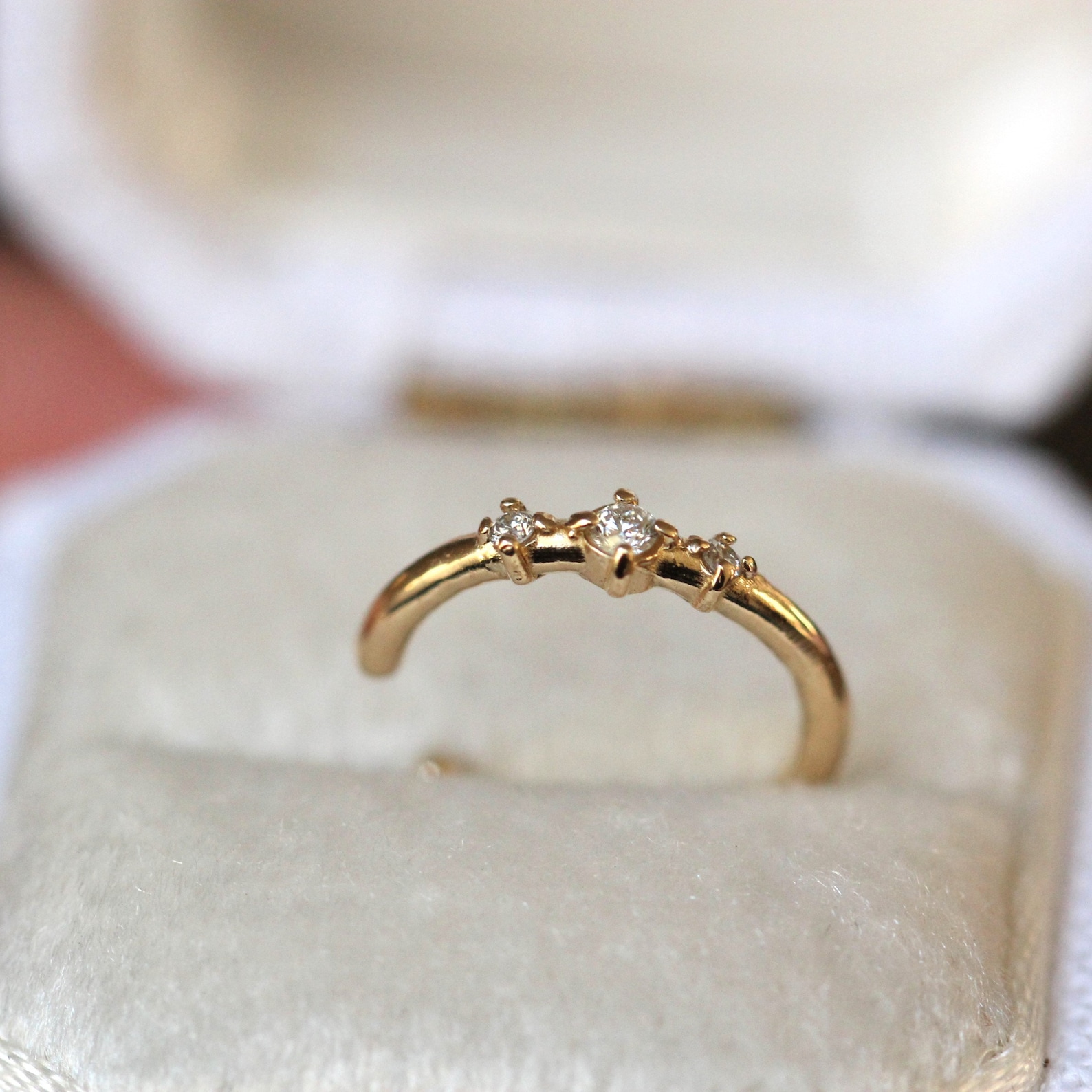 14K Gold Diamond Ear Cuff, Three Diamond, Non-piercing, Ear Wrap, Gold ...