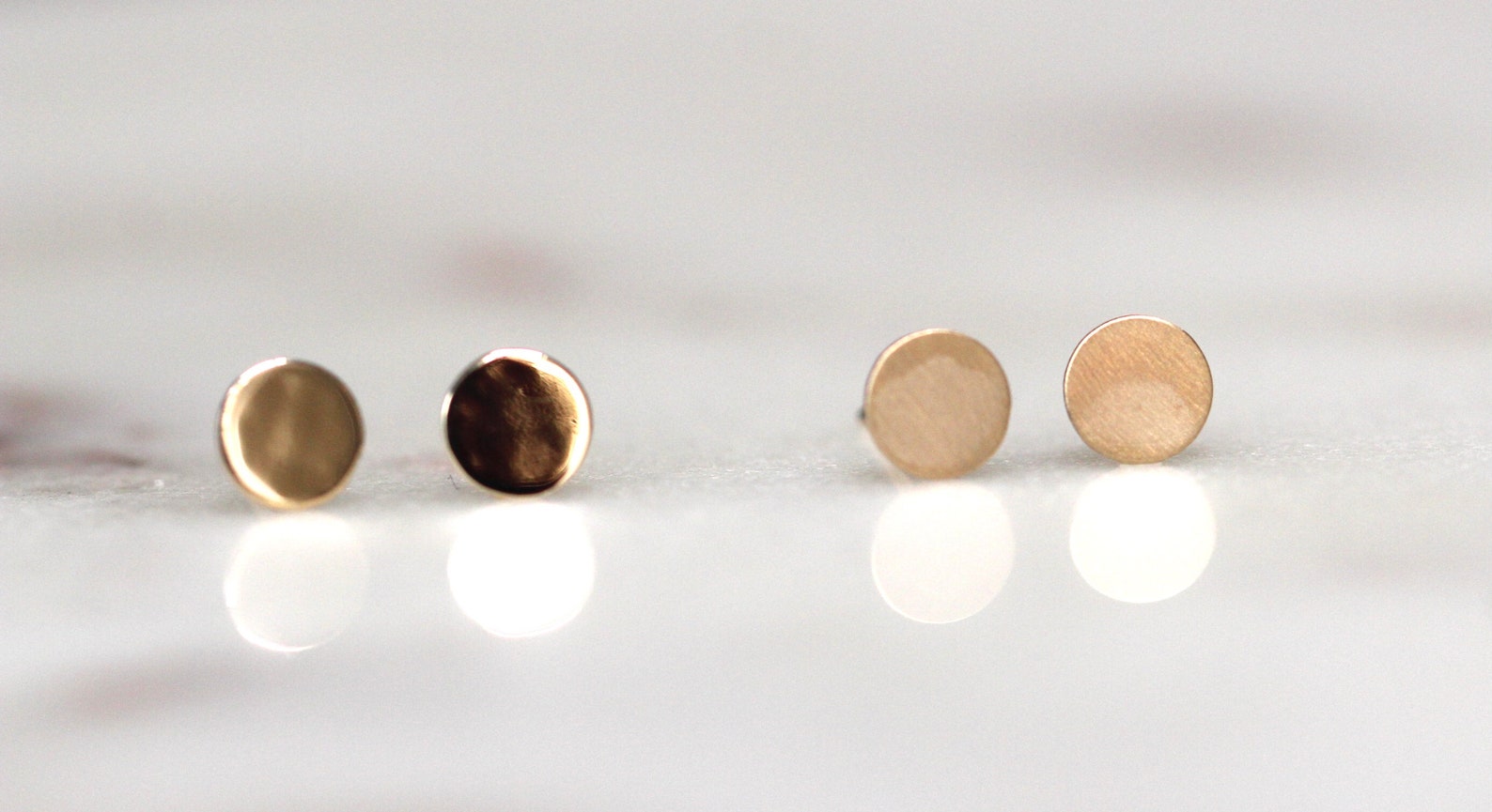 Solid 14K Gold Dot Studs Dot Studs Circle Studs Gold Studs - Etsy