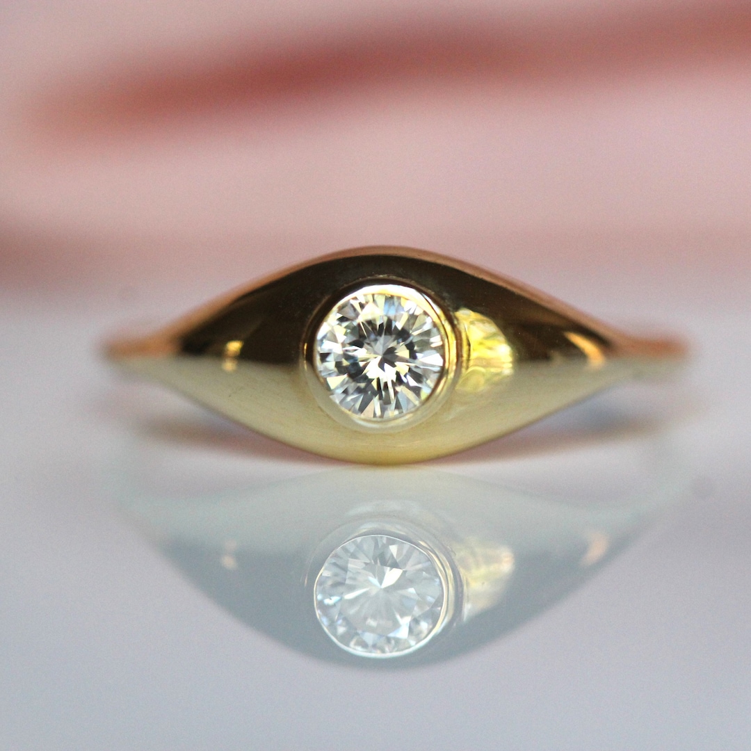 14K Gold Diamond Dome Ring, Bobble Ring, Bubble Ring, Natural Diamond ...