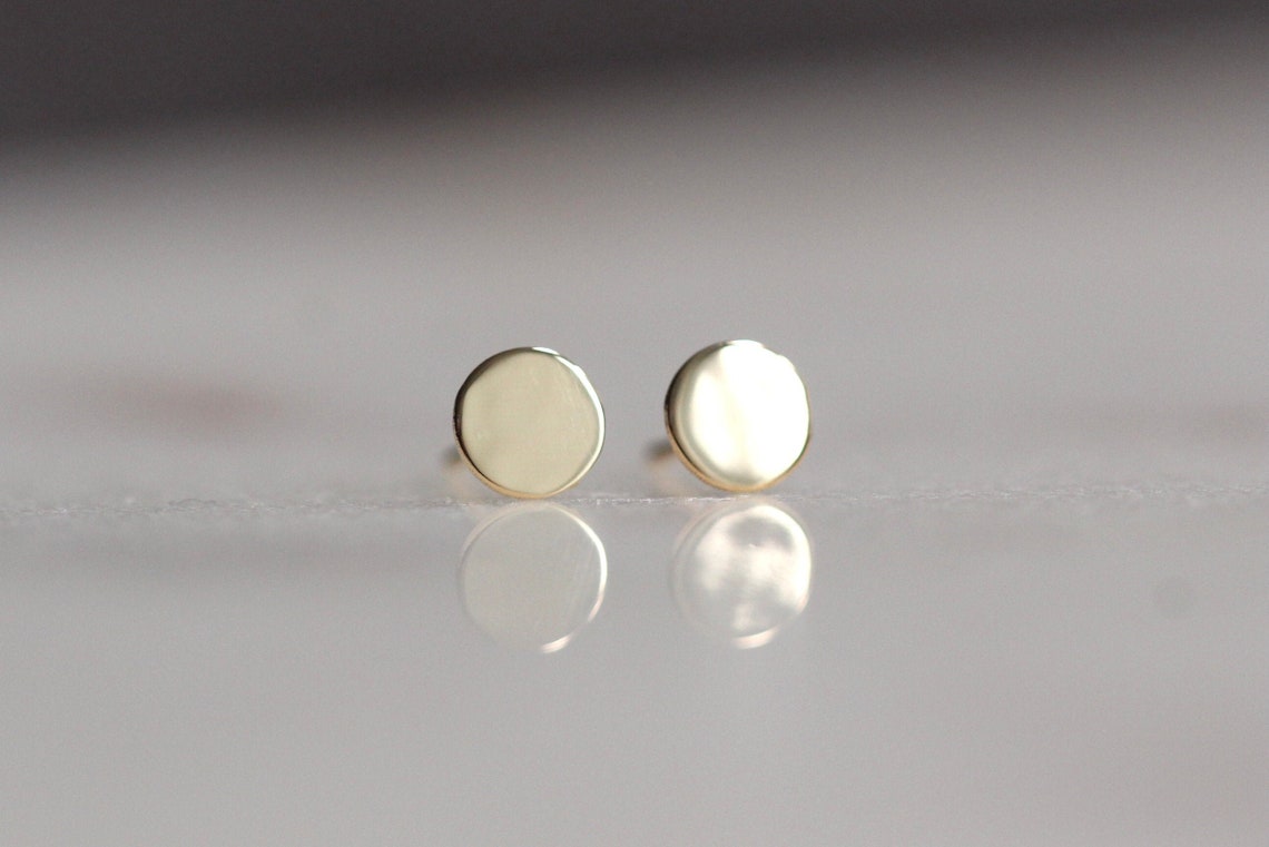 Solid 14K Gold Dot Studs Dot Studs Circle Studs Gold Studs - Etsy