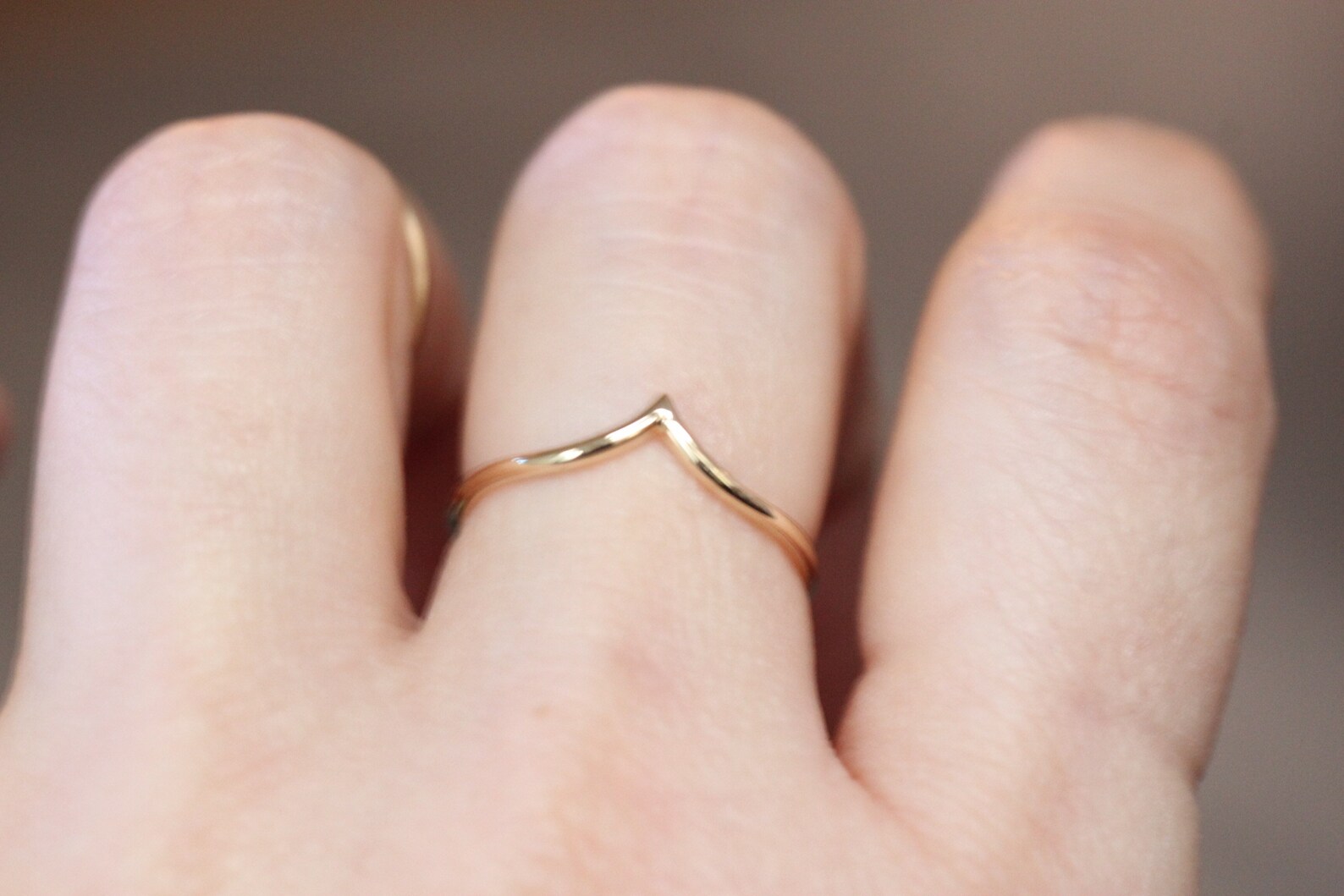14K Gold Chevron Ring Solid Gold Wedding Band Stacking Ring | Etsy