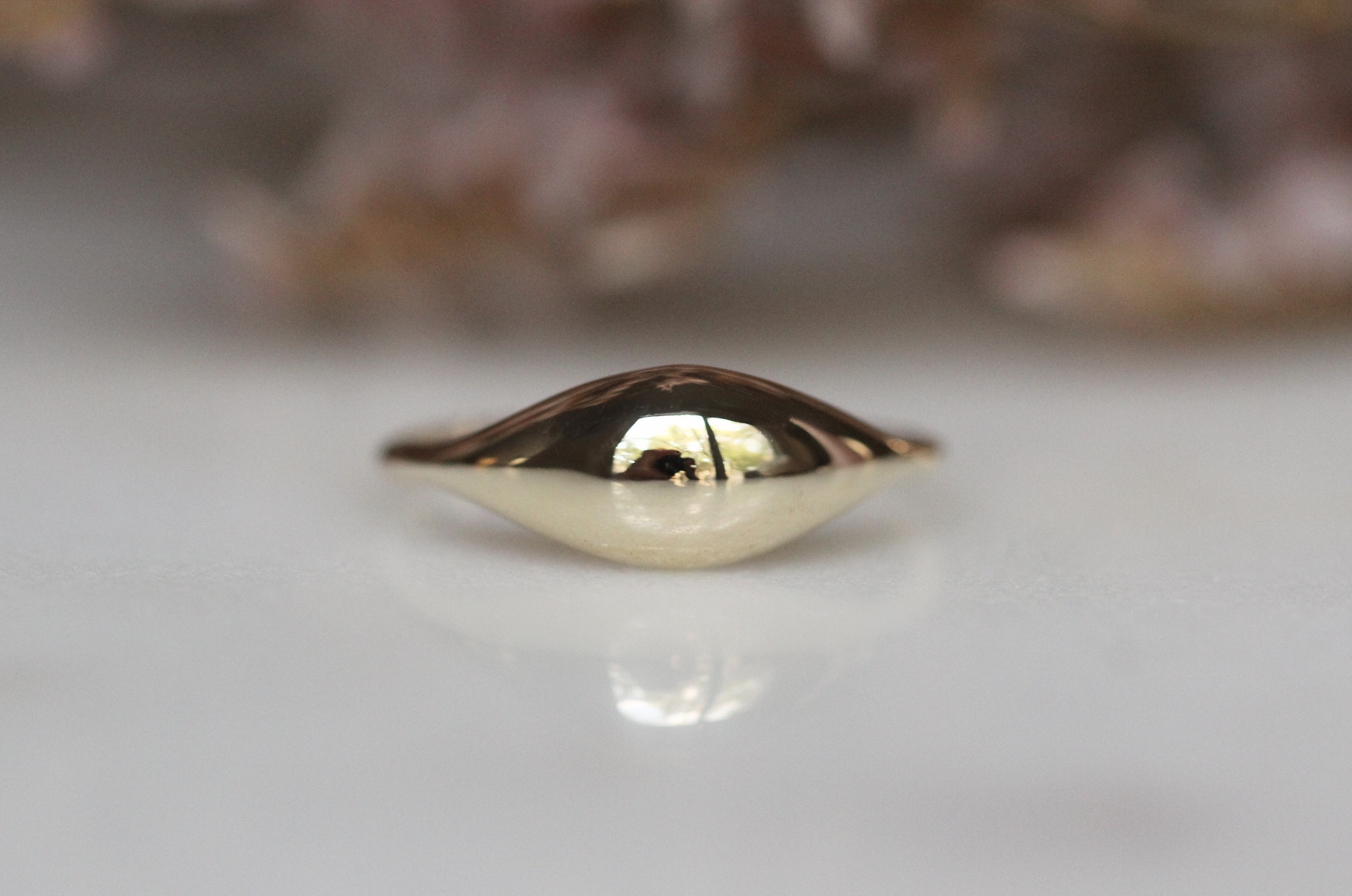 14K Gold Dome Ring, Bobble Ring, Bubble Ring, Real Gold Ring, Solid ...