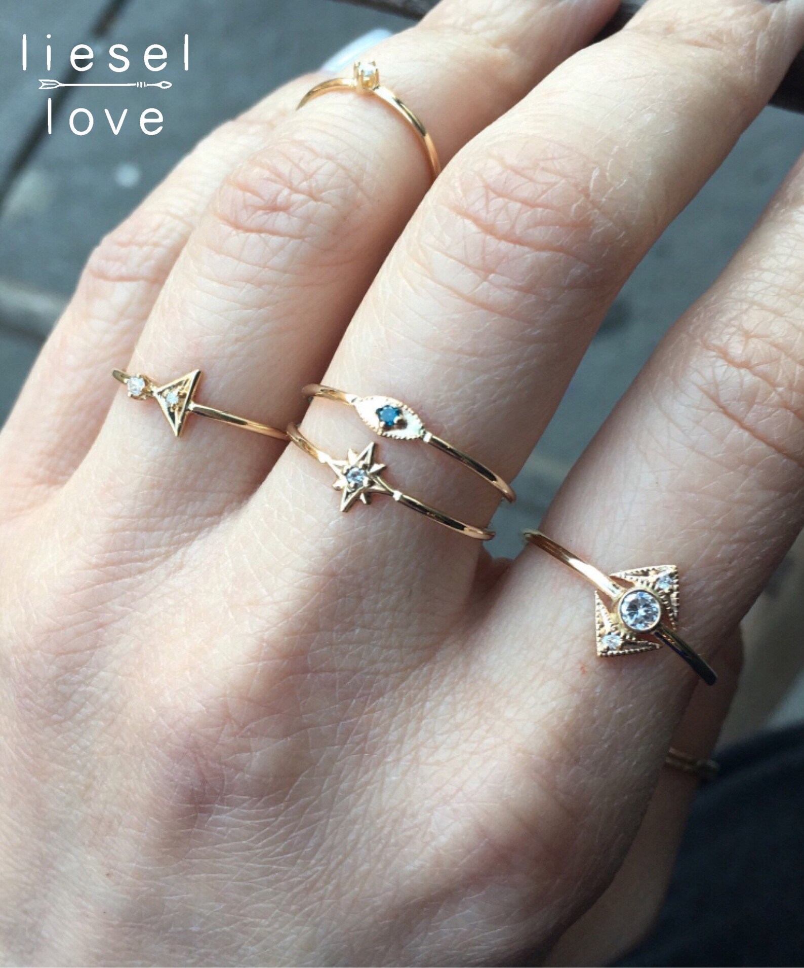 14K Gold Diamond Ring, "zelda" Ring, Engagement Ring, Dainty Engagement ...