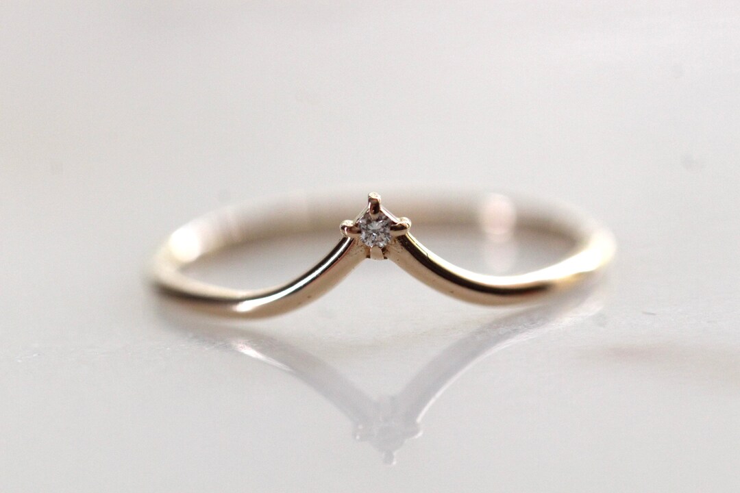 14K Gold swoop Ring Diamond Ring Diamond Chevron - Etsy