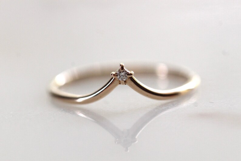 14K Gold swoop Ring Diamond Ring Diamond Chevron - Etsy