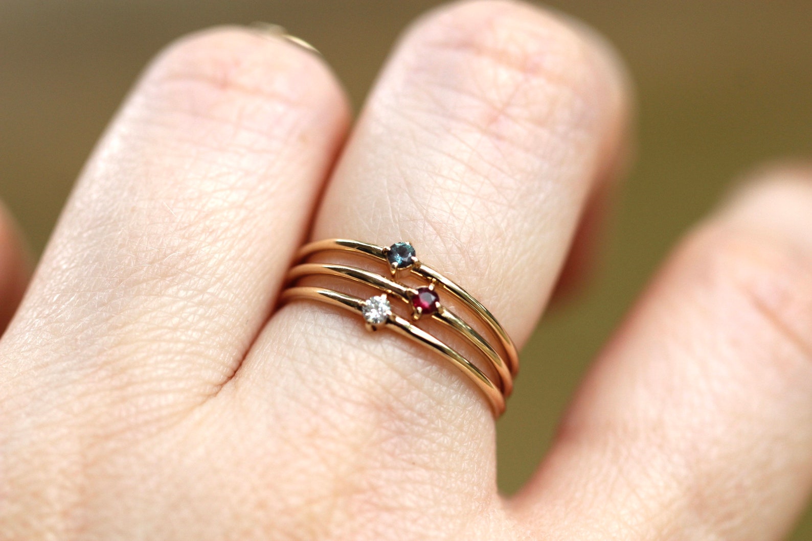 14K Gold Tiny Diamond Ring, Diamond Ring, Small Diamond Ring, Stacking ...