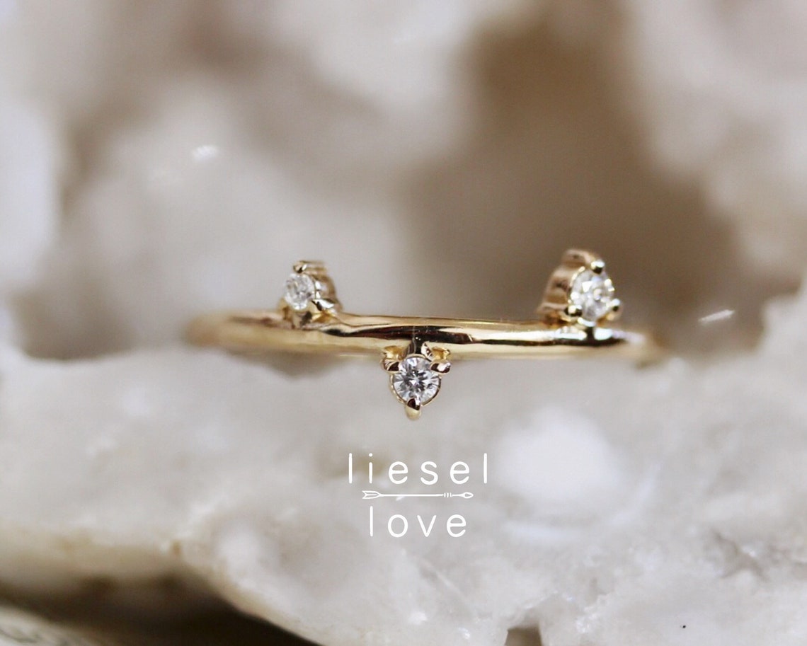 14K Gold Floating Diamond Ring, "constellation" Ring, Astrology Ring ...