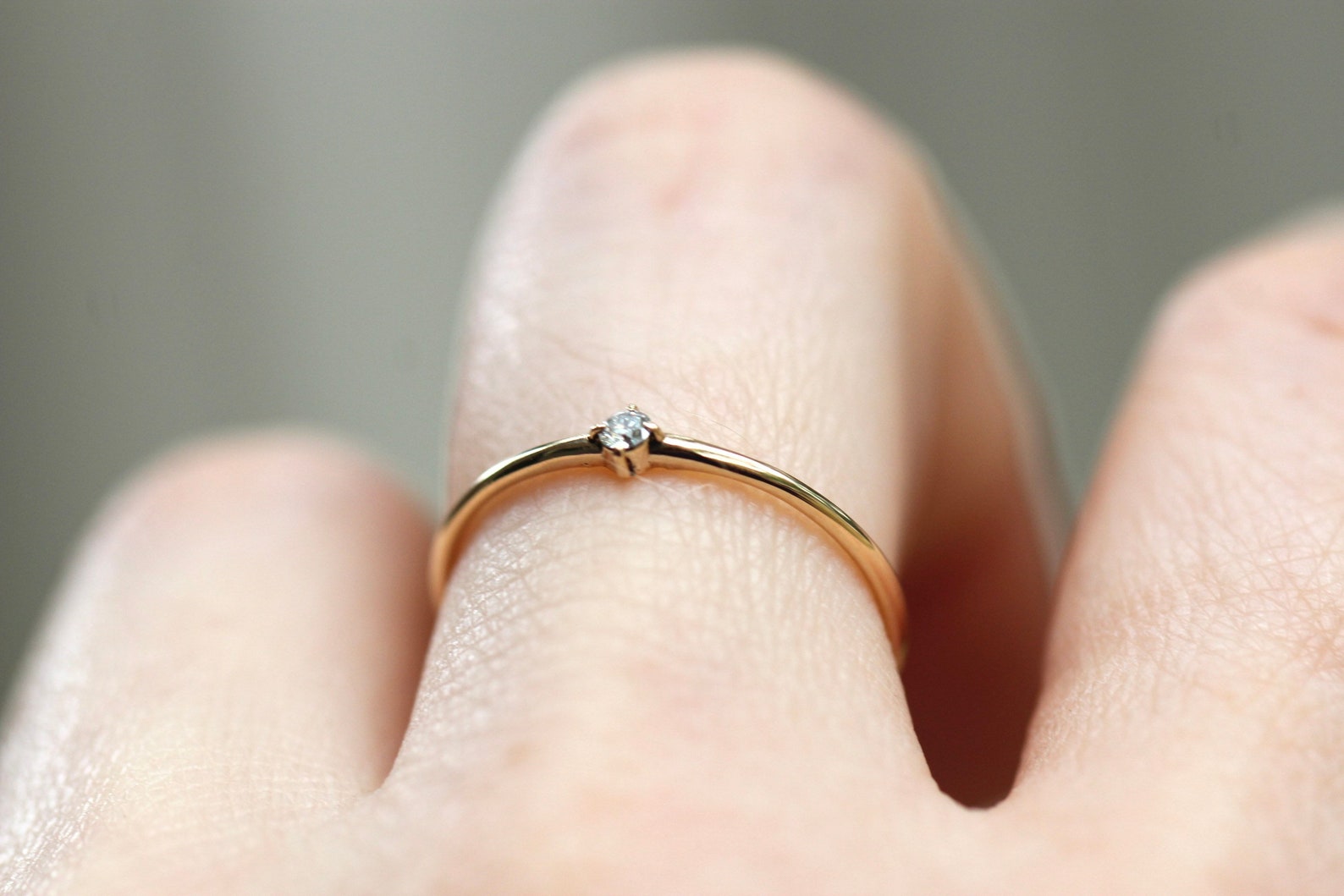 14K Gold Tiny Diamond Ring Diamond Ring Dainty Ring Small - Etsy