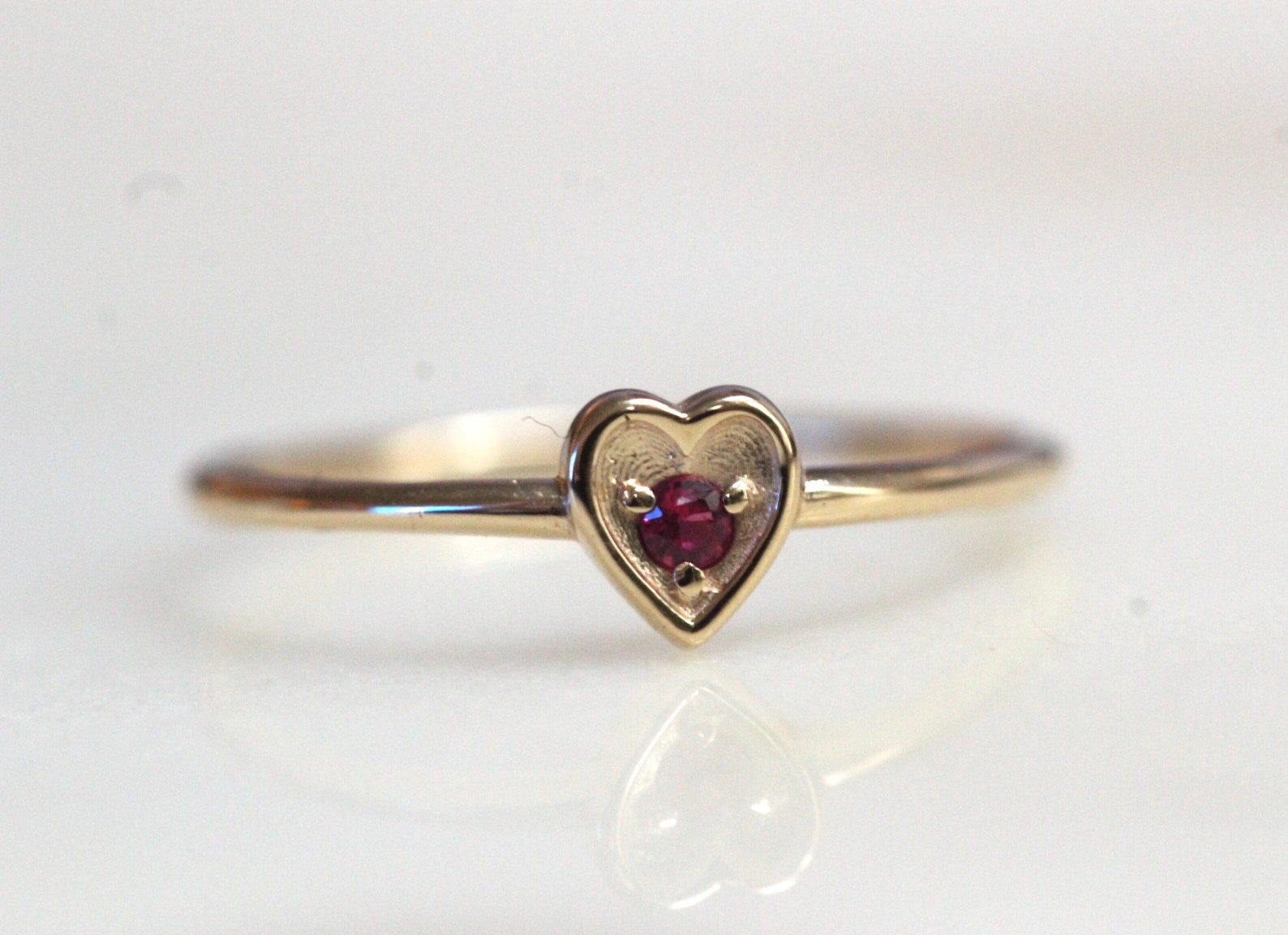 14K Gold Heart Ruby Ring, Red Stone Ring, Burgundy Stone Ring, Heart ...