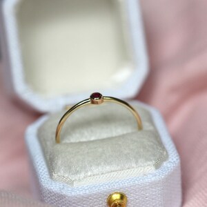 14K Gold Tiny Ruby Ring, Red Stone Ring, 10K Stacking Ring, July Birthstone, Bezel Setting ...