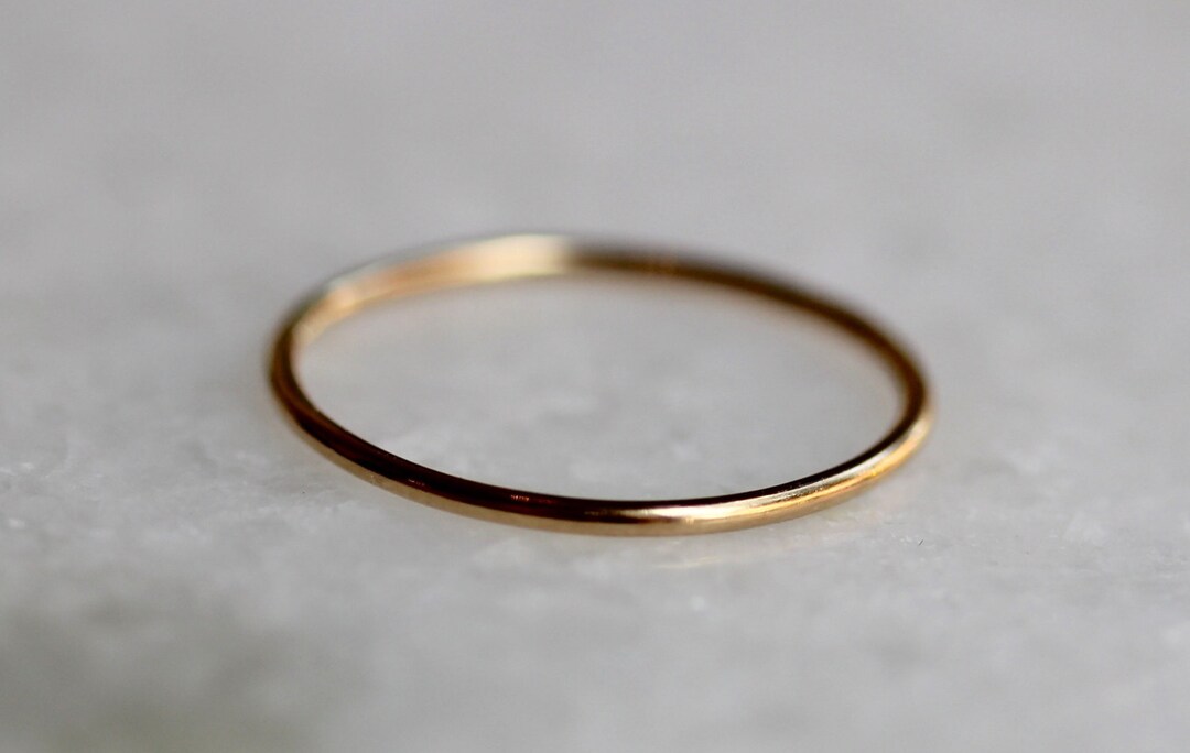 Solid 14K Gold Band Simple Stacking Ring Smooth Band Skinny - Etsy