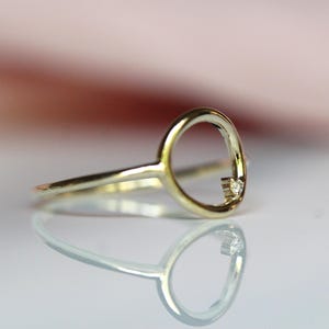 14K Open Circle Ring, Circle Diamond Ring, Modern Circle Ring, Geometric Ring, Round Ring, Loop ...