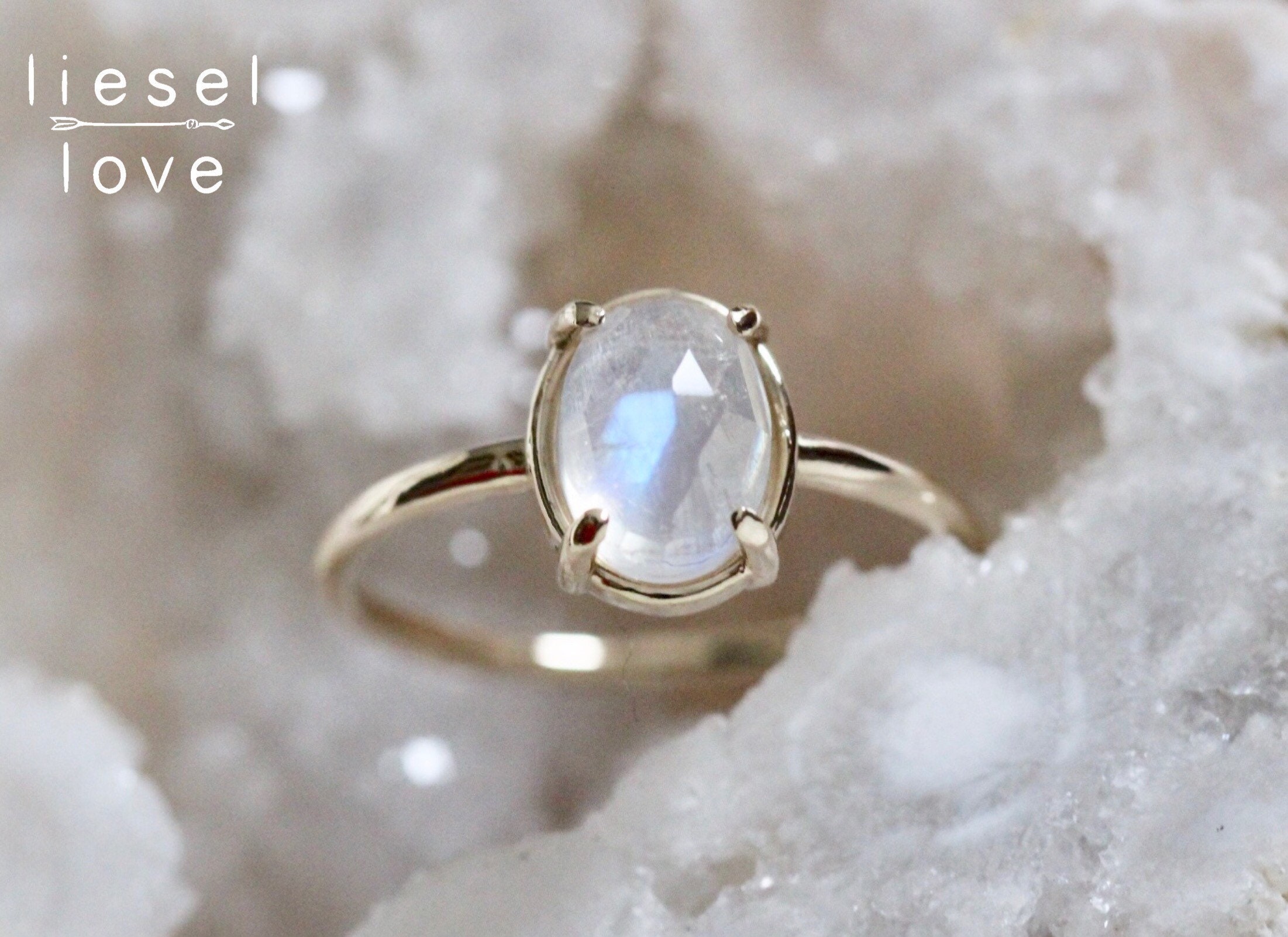 14K Gold Moonstone Prism Ring