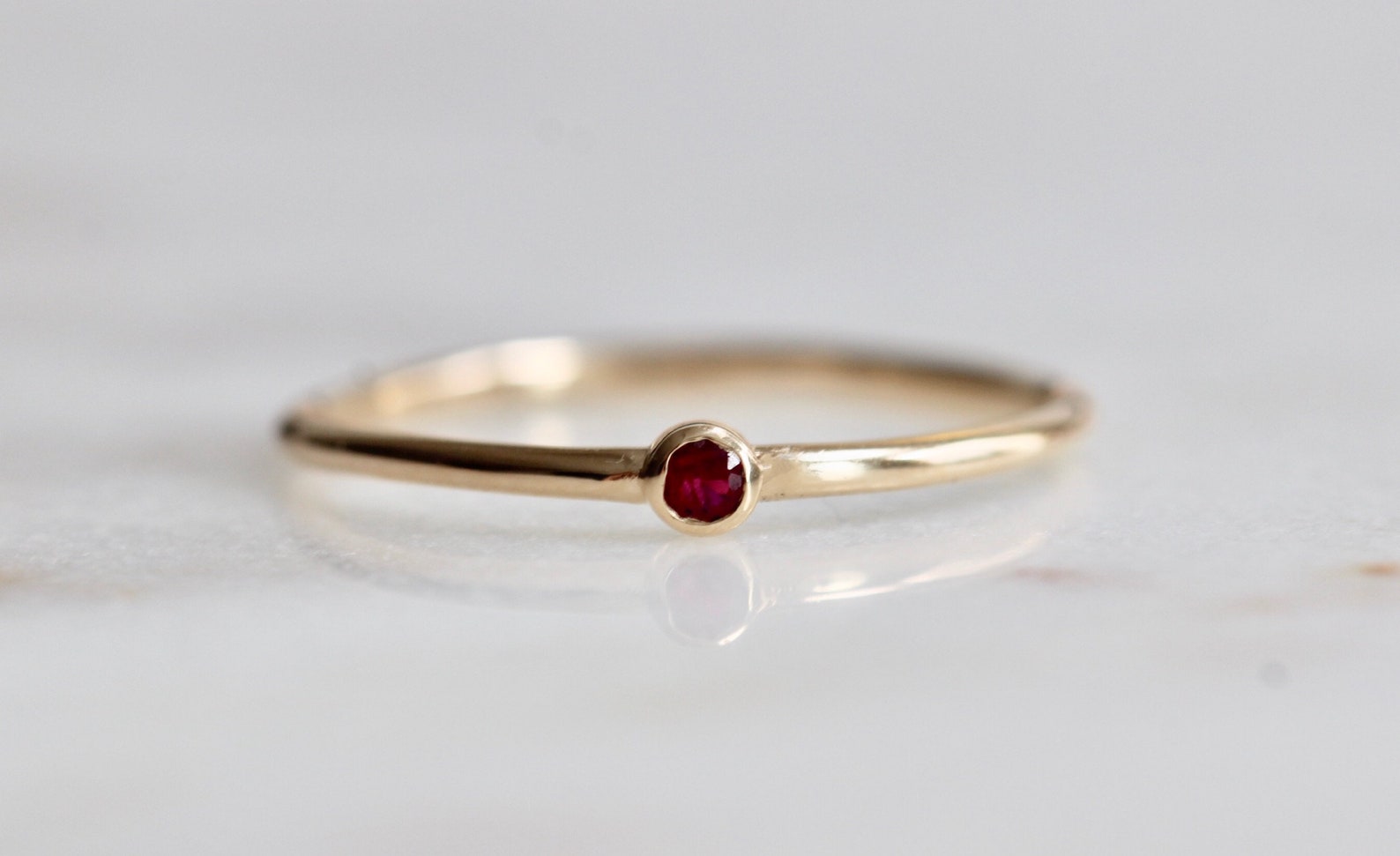 14K Gold Tiny Ruby Ring Red Stone Ring Burgundy Stone Ring - Etsy