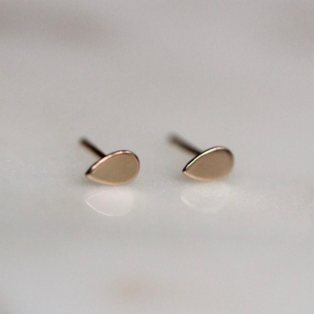 Solid 14K Gold Tear Studs, Pear Studs, Drop Studs, Gold Studs, Gold ...