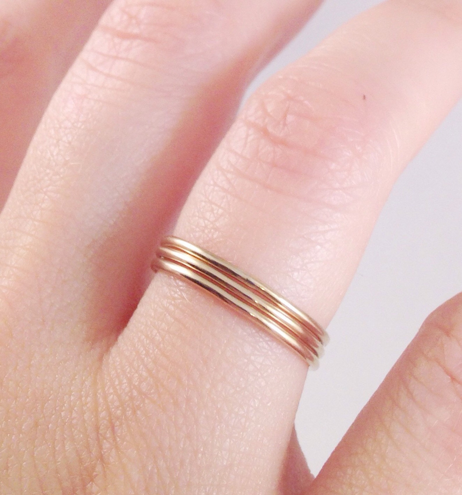 Solid 14K Gold Band Simple Stacking Ring Smooth Band Skinny - Etsy