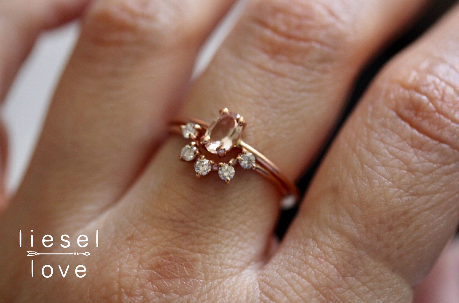 14K Gold Oval Morganite Ring make Me Blush Ring - Etsy