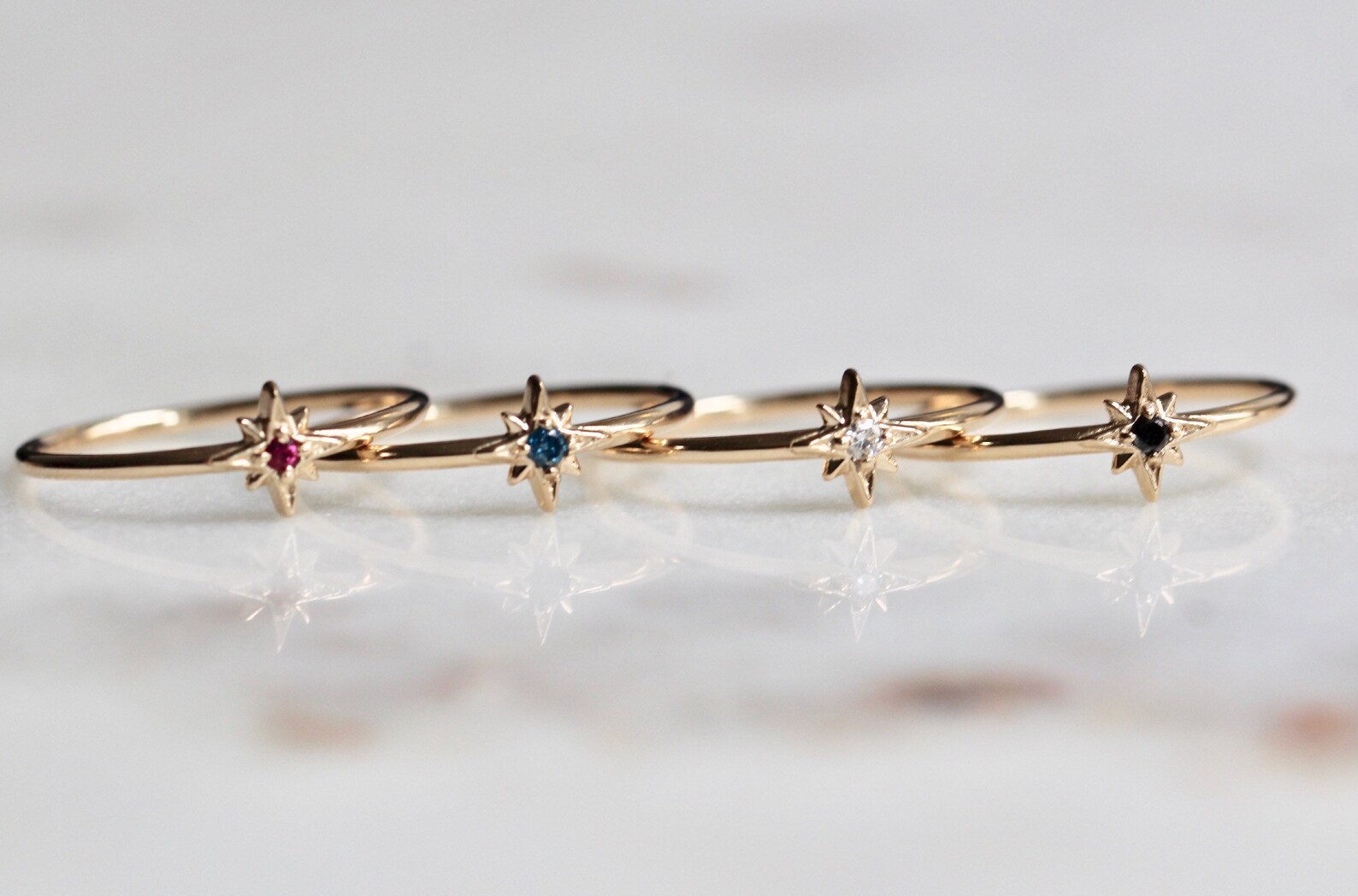 14K Gold Diamond Ring north Star Ring Astrology | Etsy
