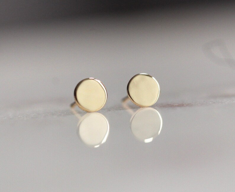 Solid 14K Gold Dot Studs Dot Studs Circle Studs Gold Studs - Etsy