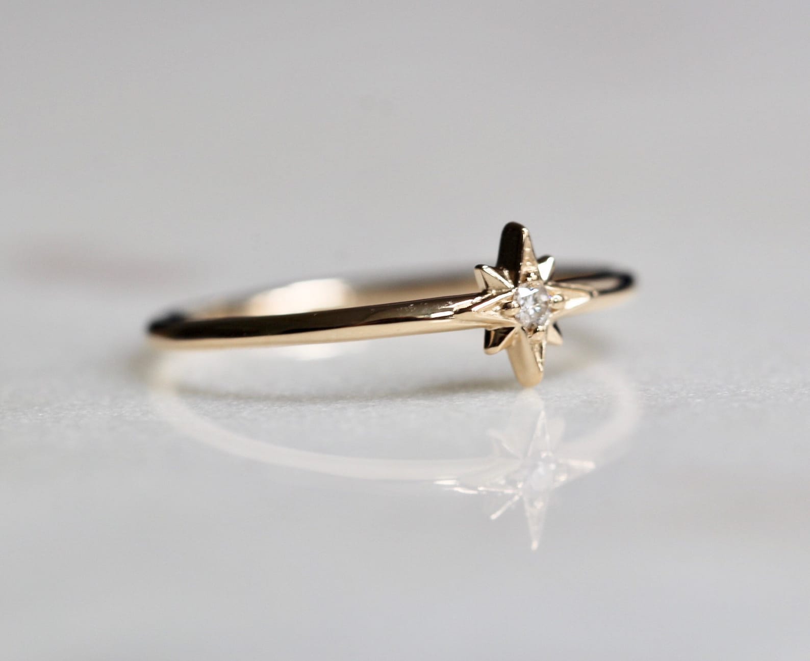 14K Gold Diamond Ring north Star Ring Astrology | Etsy