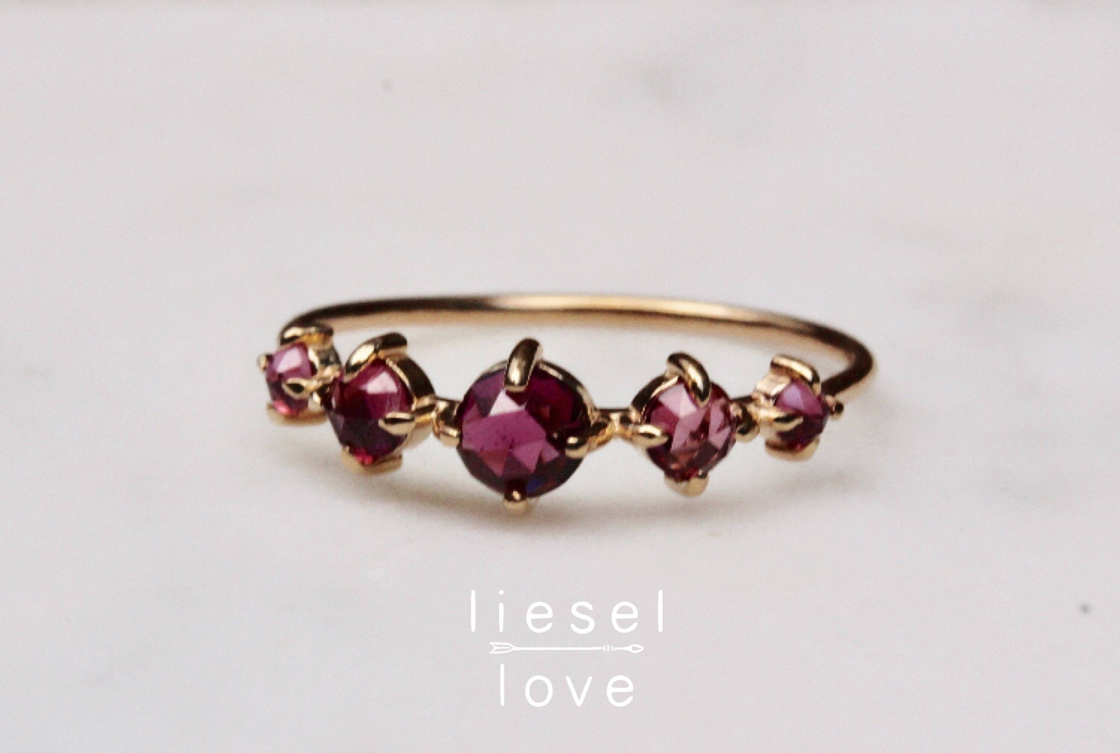 14K Gold Garnet Talisman Ring