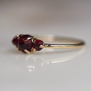 14K Gold Triple Ruby Ring Ring, Three Stone Ring, Ruby Jewelry, 10K ...