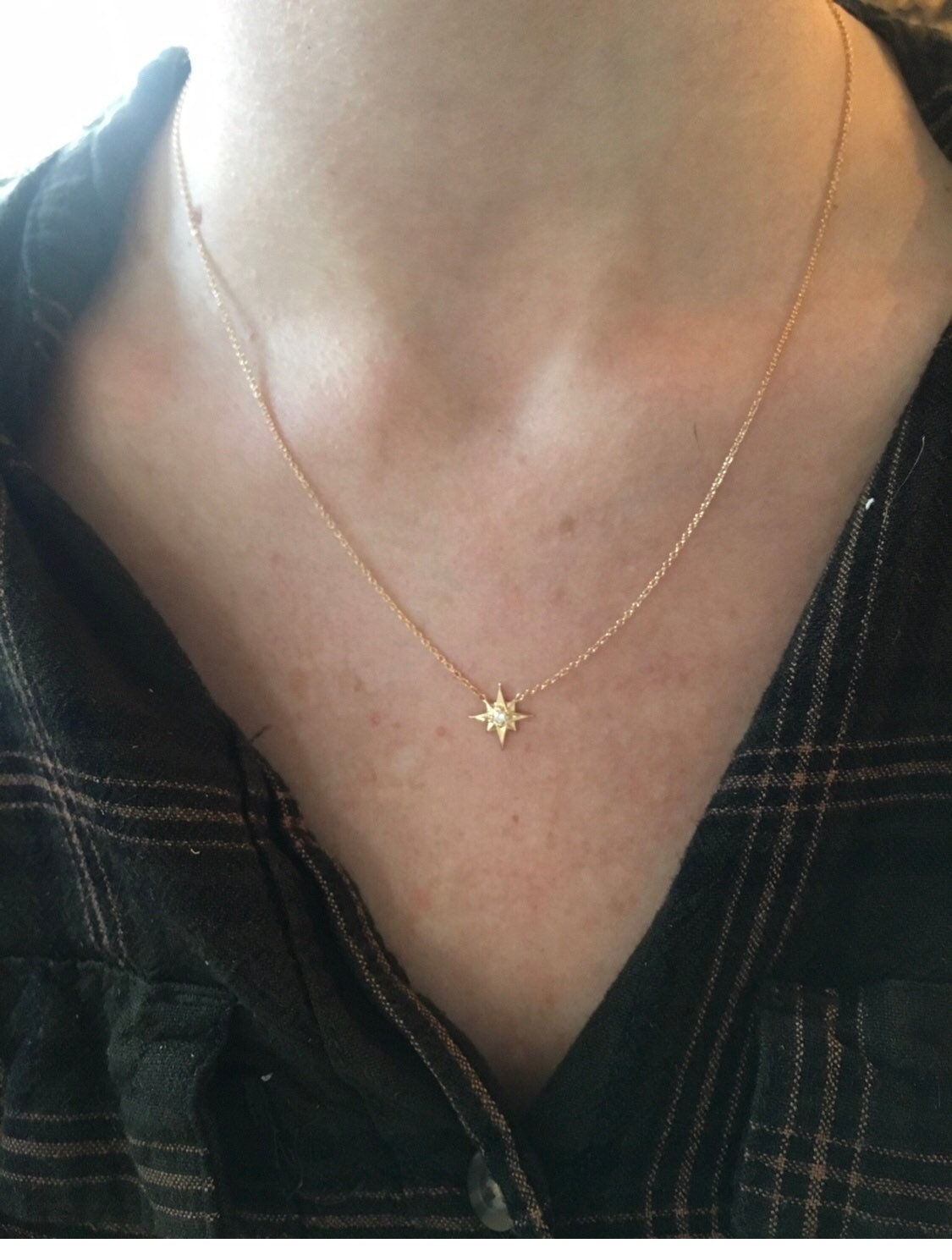 14K Gold Diamond North Star Necklace