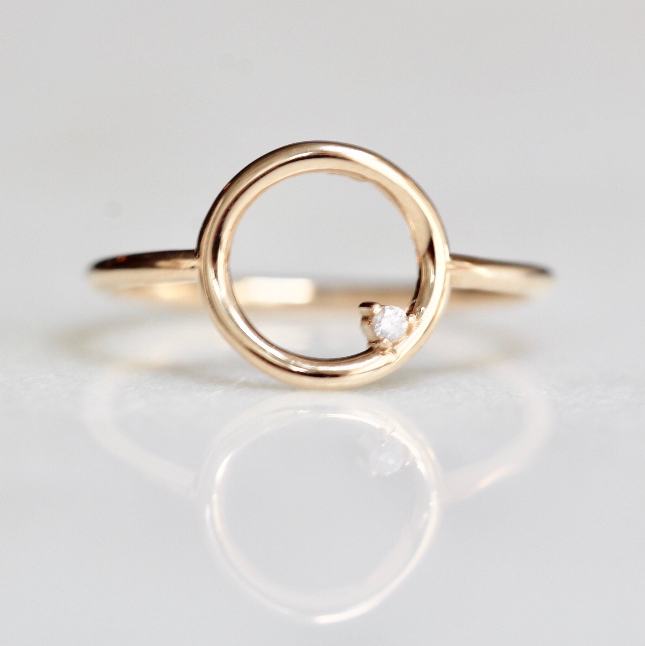 14K Open Circle Ring