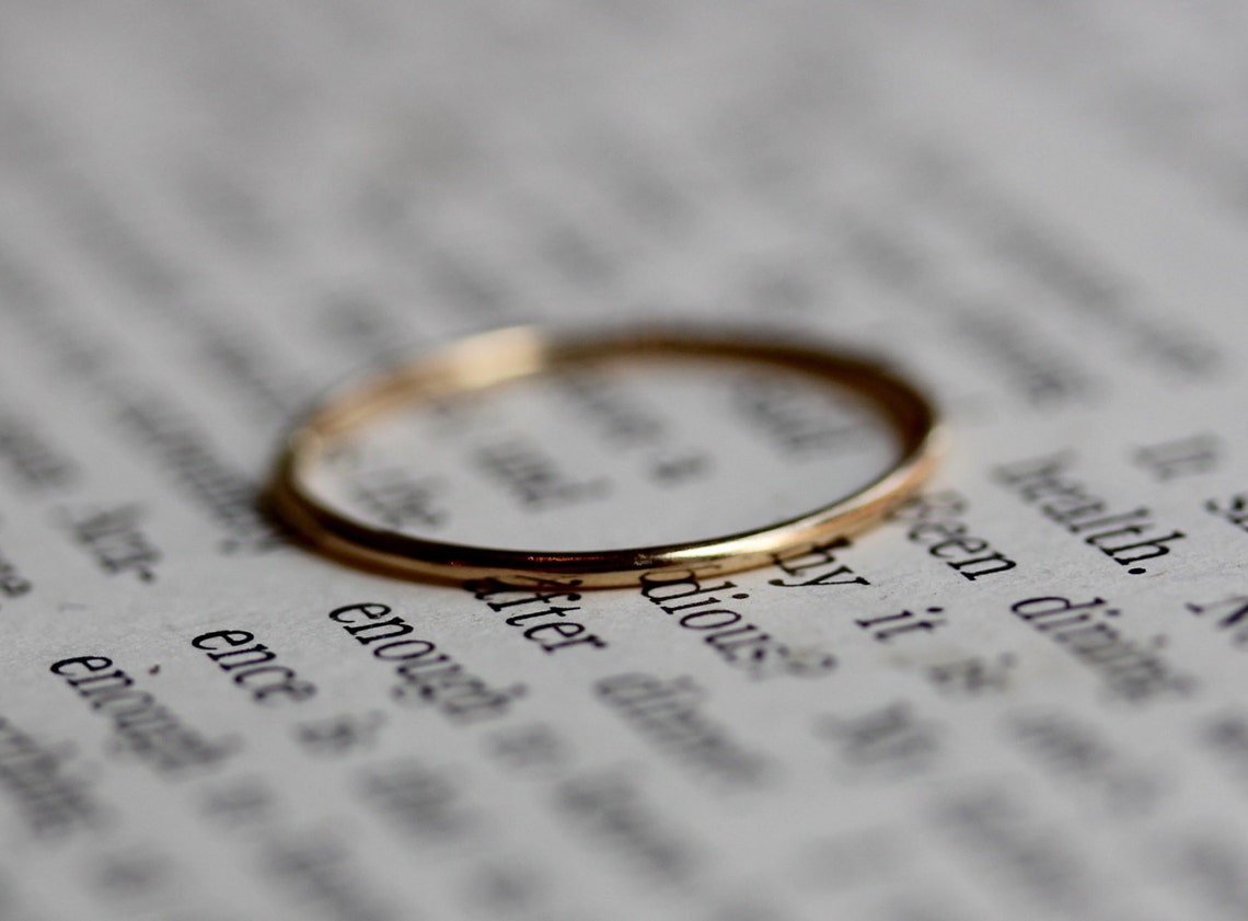 Solid 14K Gold Band Simple Stacking Ring Smooth Band Skinny - Etsy