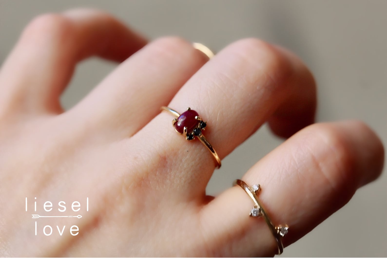 14K Gold Ruby Black Diamond Ring lace Ring | Etsy