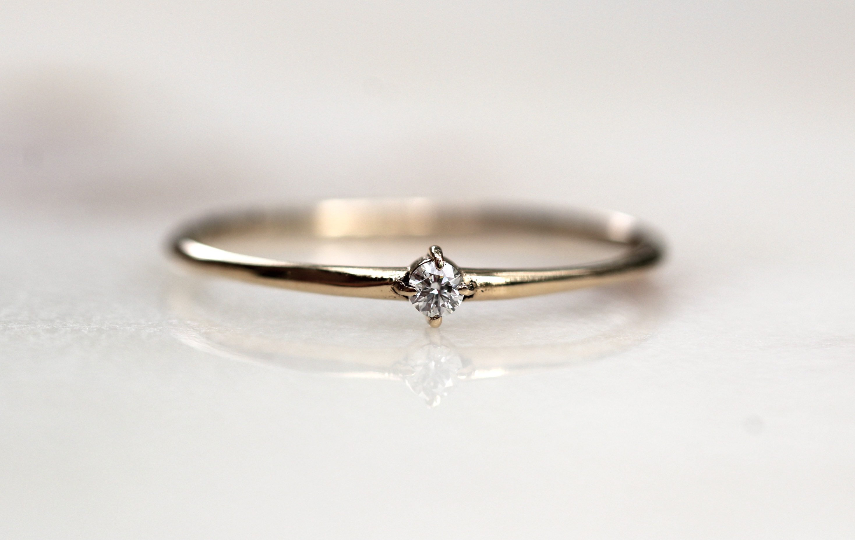 14K Gold Tiny Diamond Ring, Diamond Ring, Dainty Ring, Small Diamond ...