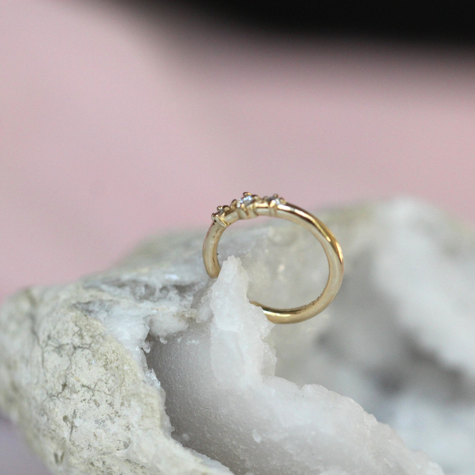 14K Gold Diamond Ear Cuff, Three Diamond, Non-piercing, Ear Wrap, Gold ...