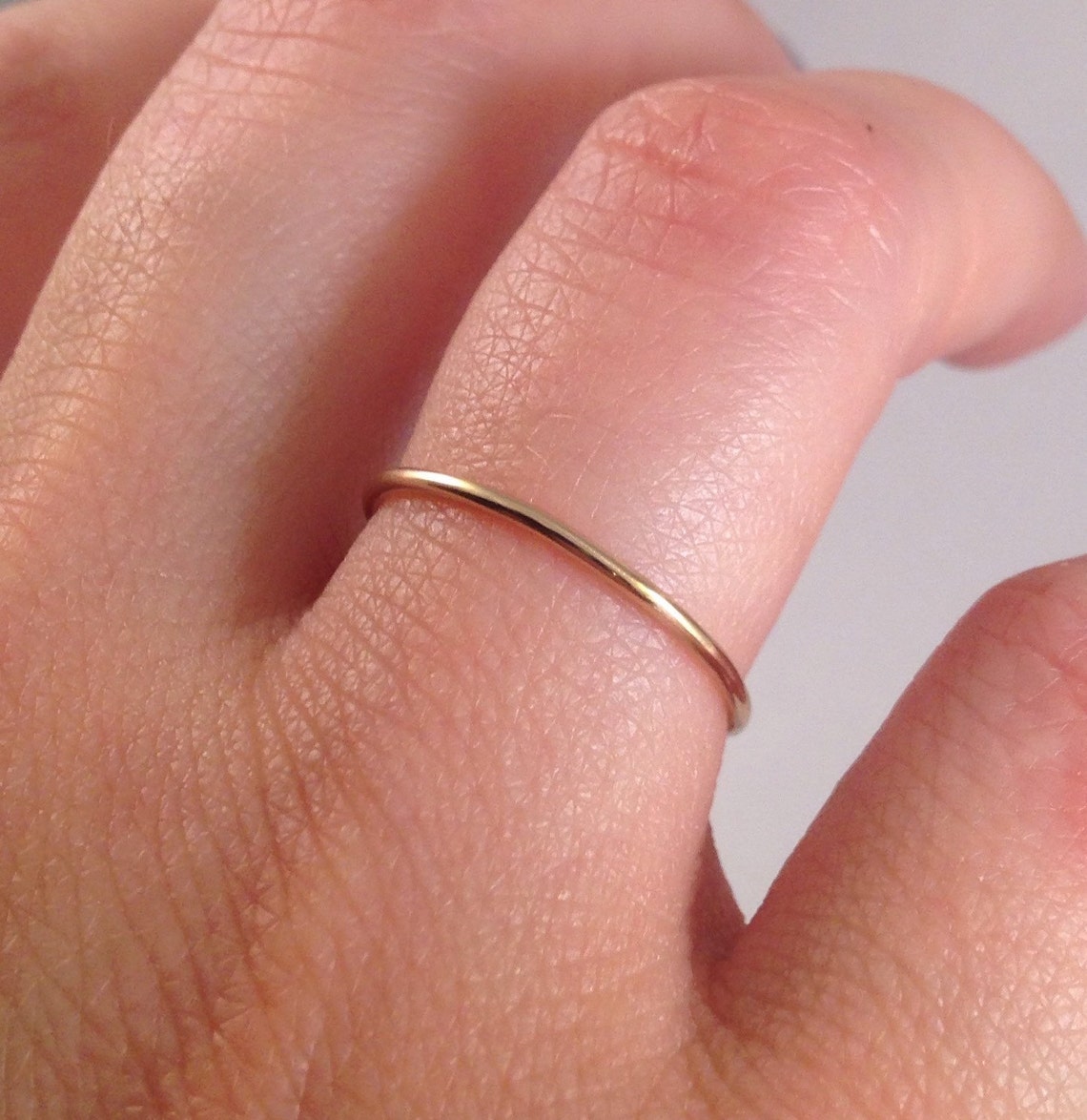Solid 14K Gold Band Simple Stacking Ring Smooth Band Skinny - Etsy