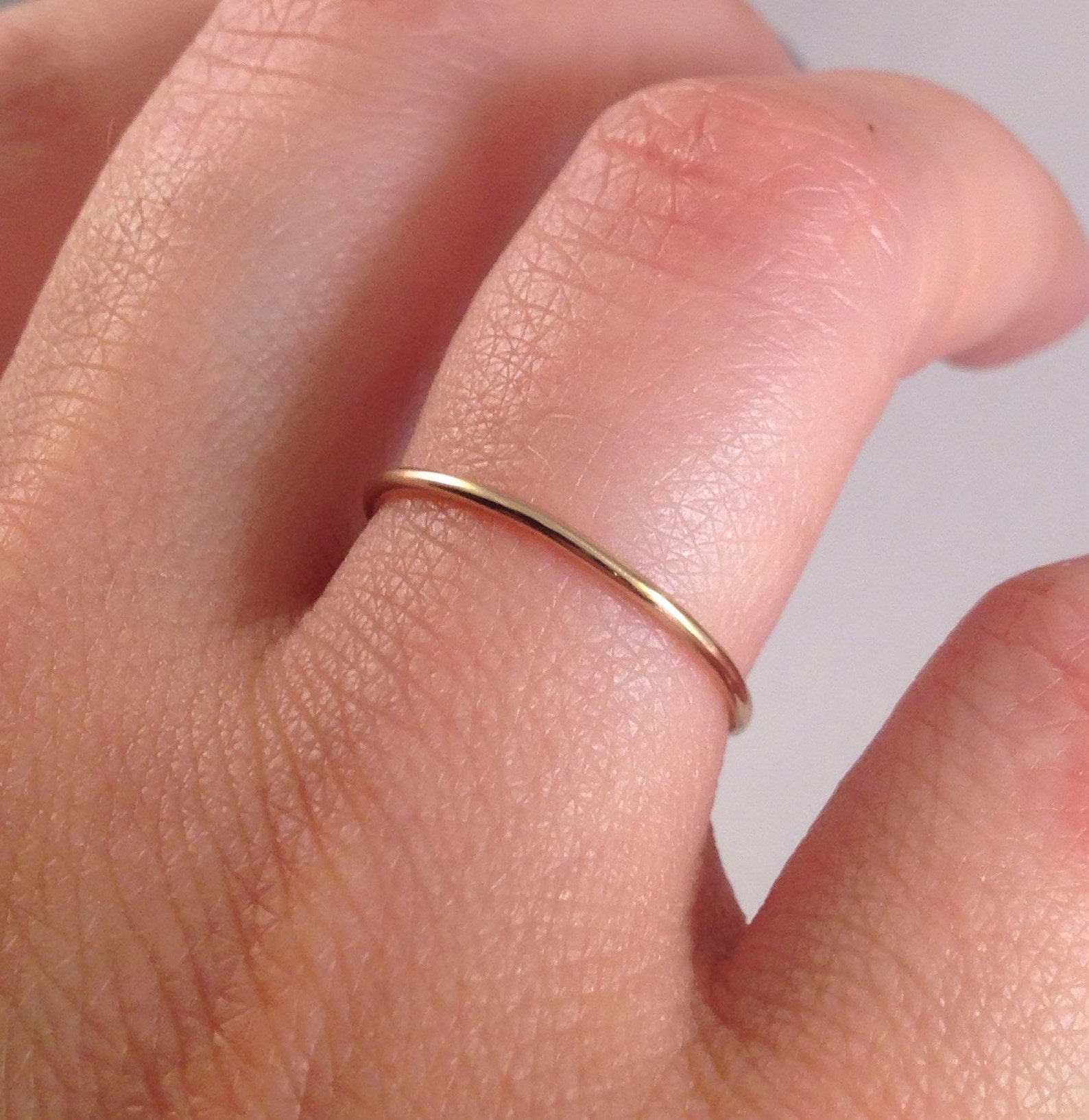 Solid 14K Gold Band Simple Stacking Ring Smooth Band Skinny - Etsy