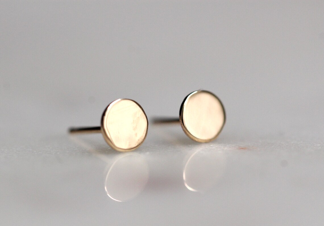 Solid 14K Gold Dot Studs Dot Studs Circle Studs Gold Studs - Etsy