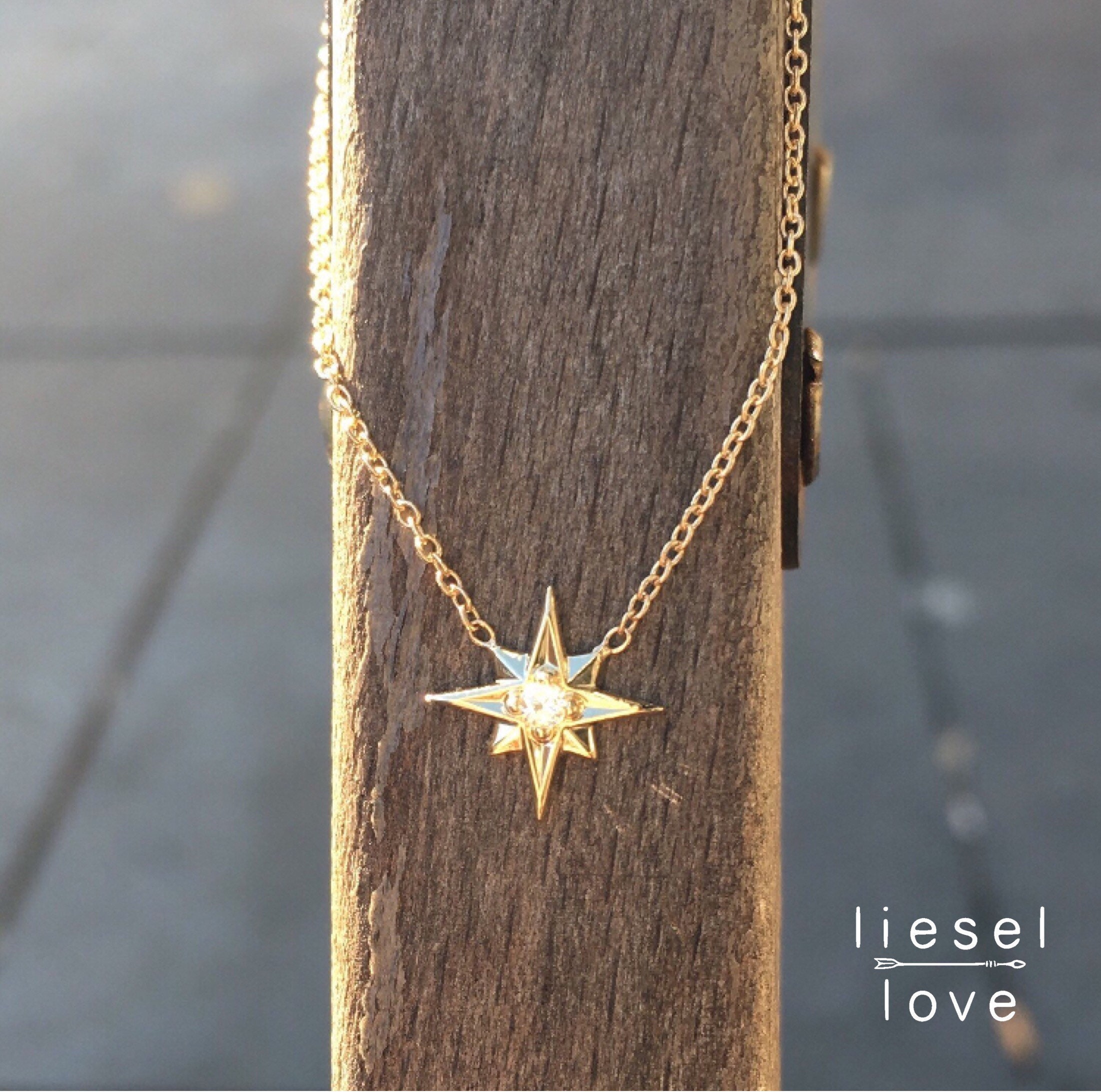 14K Gold Diamond North Star Necklace