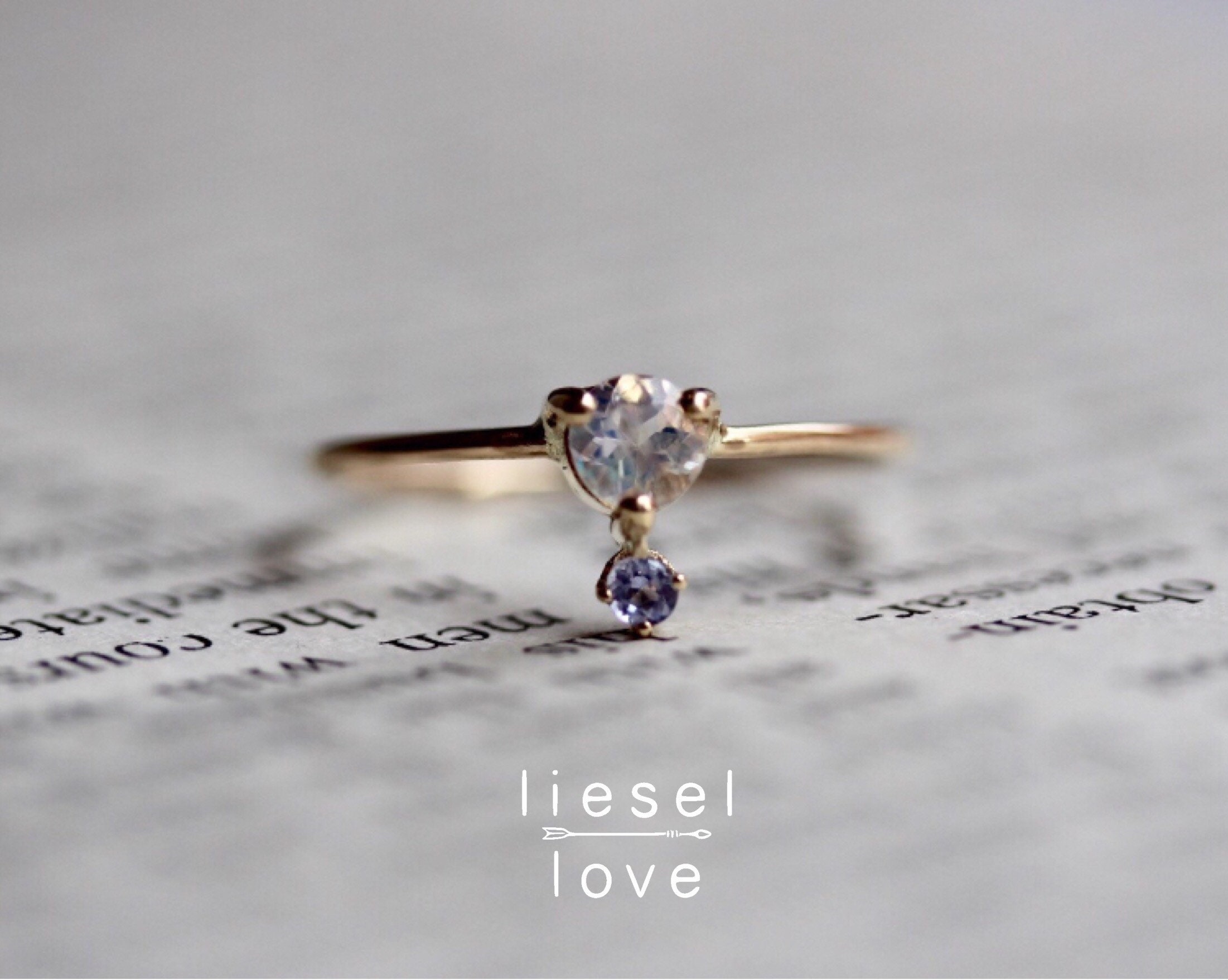 14K Gold Moonstone Tanzanite Potion Ring