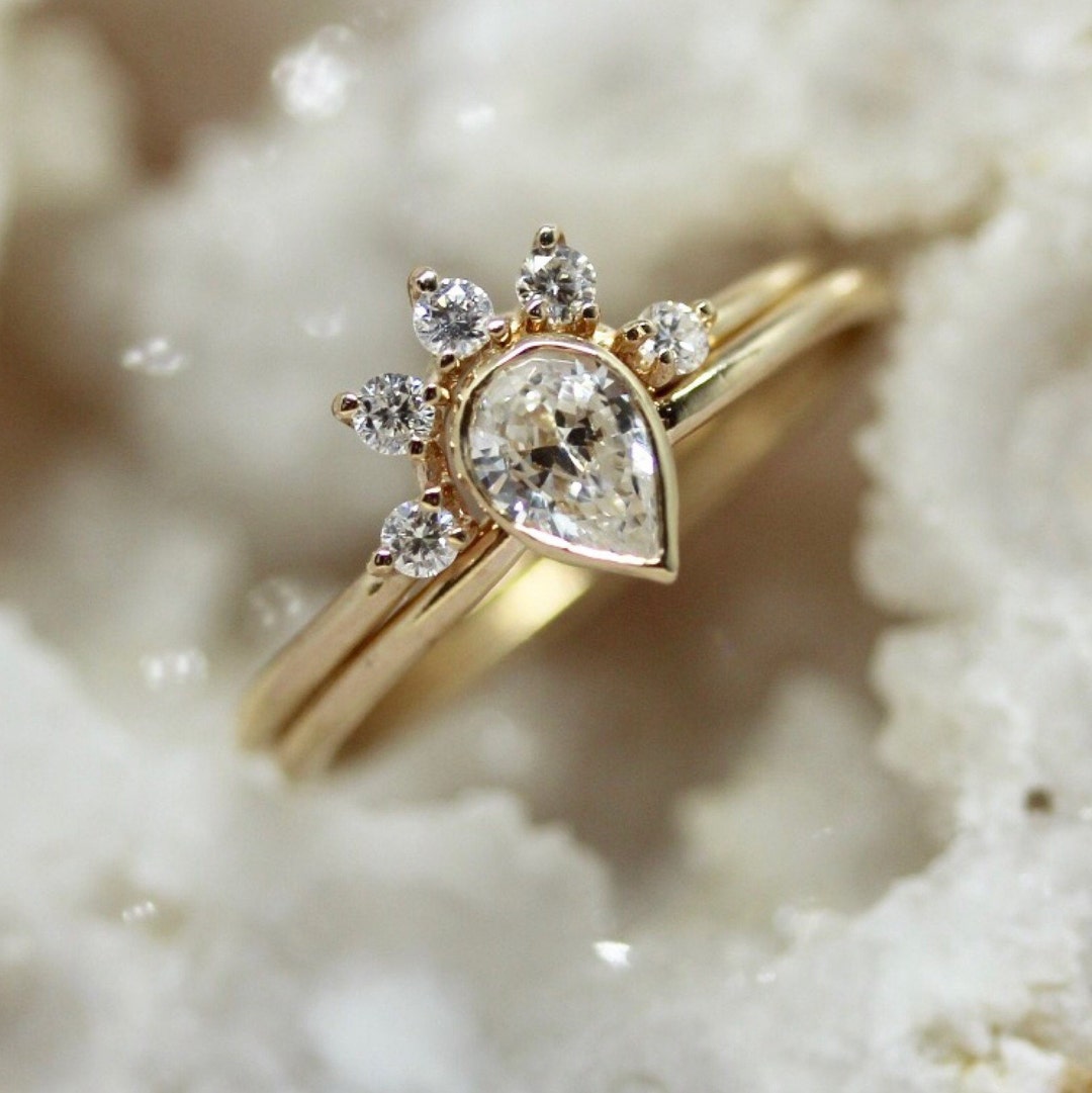 14K Gold Diamond Bridal Set, "regal" Diamond Ring Set, Engagement Ring ...