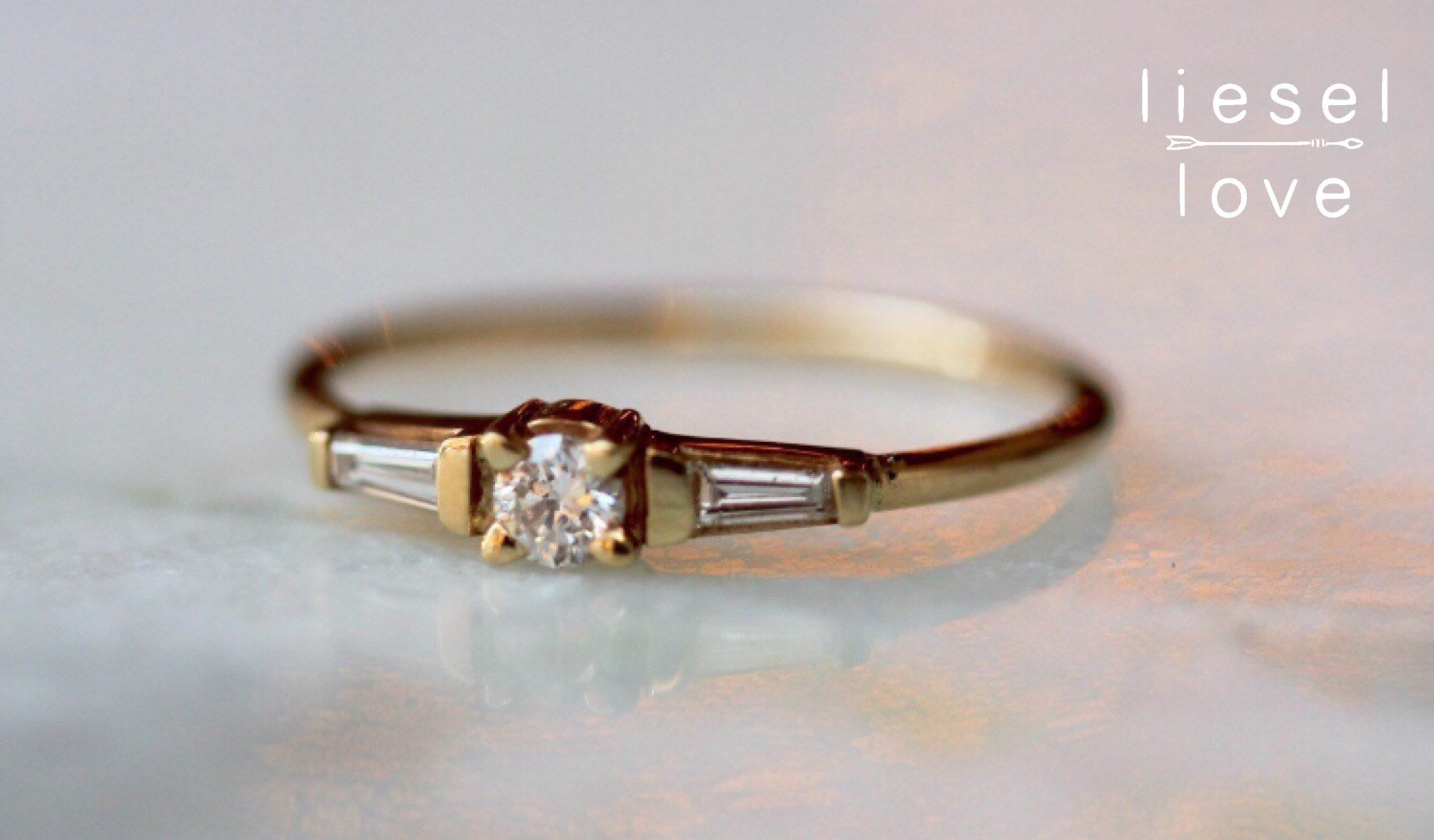 14K Gold Diamond Heirloom Engagement Ring